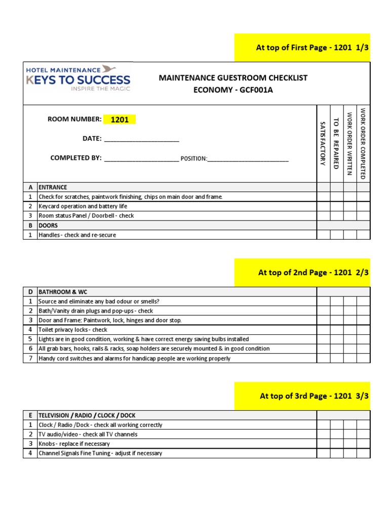 Checklists - Number Each Page | PDF