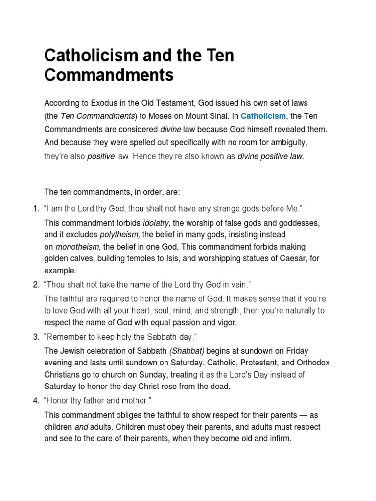 Catholicism and The Ten Commandments | PDF | Ten Commandments ...