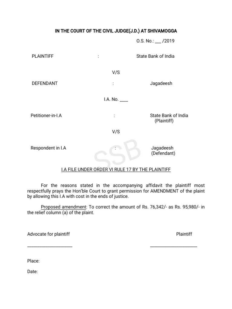 I.A-Amendment of Plaint | PDF