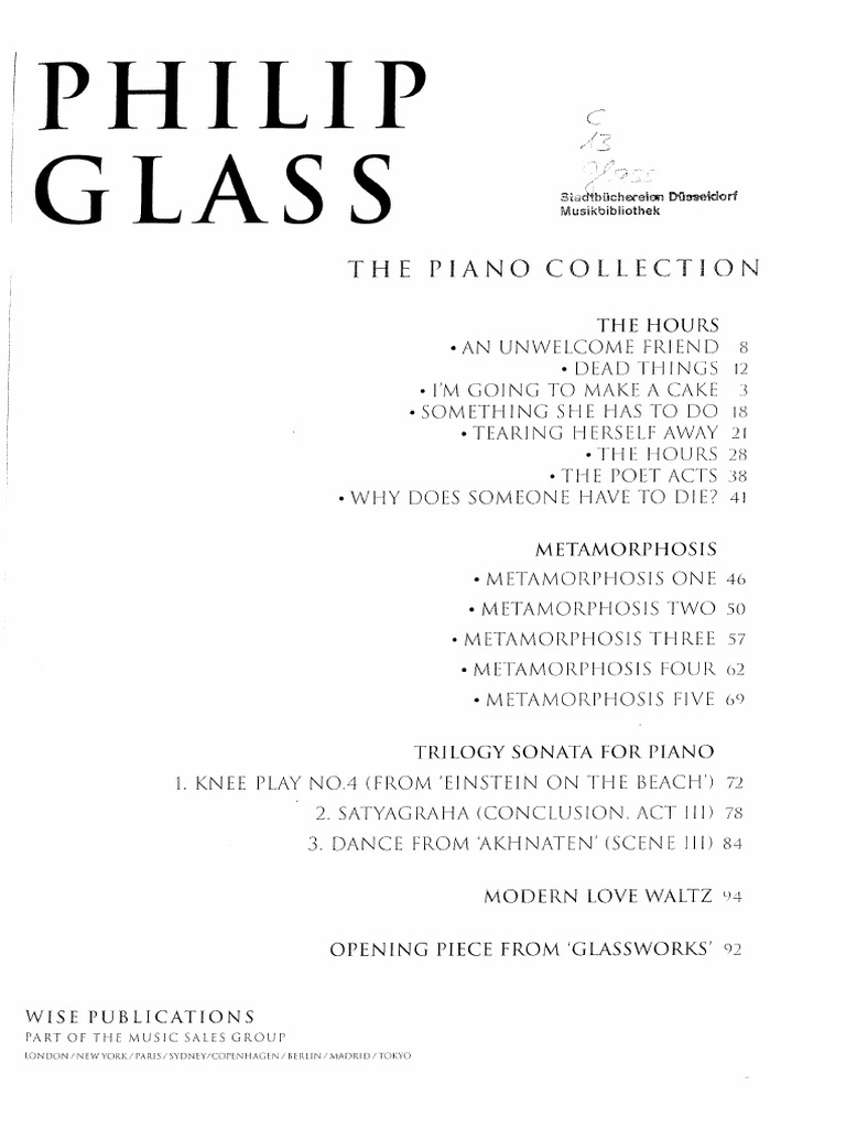 Glass, Philip - The Piano Collection | PDF