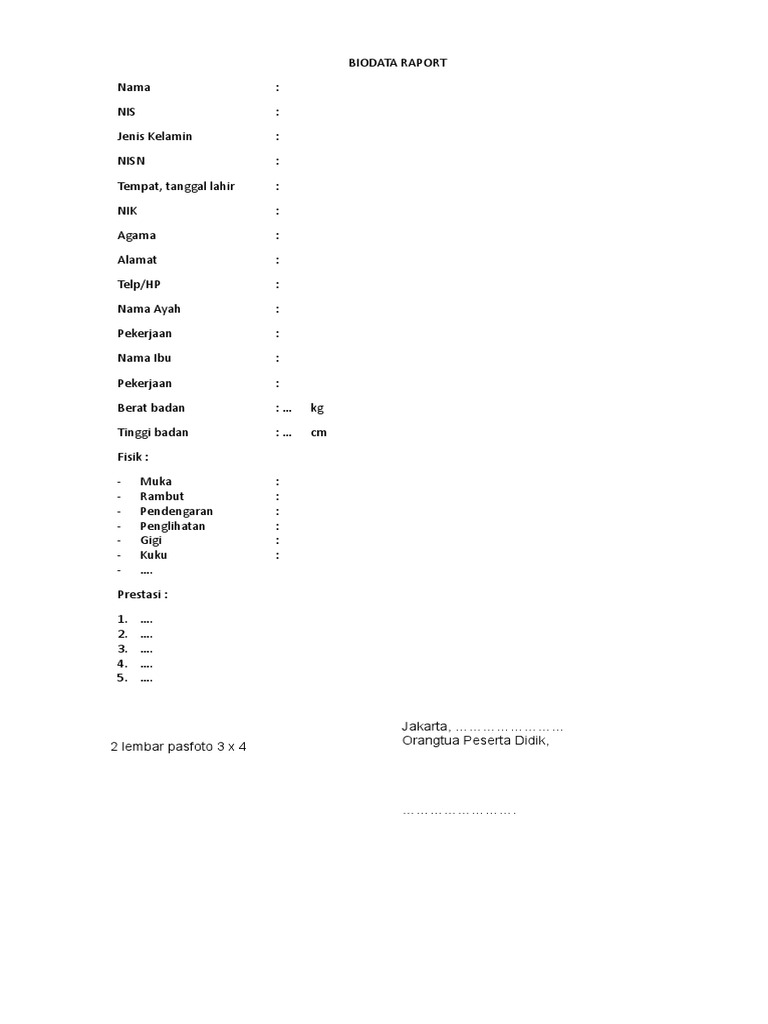 Biodata Raport | PDF