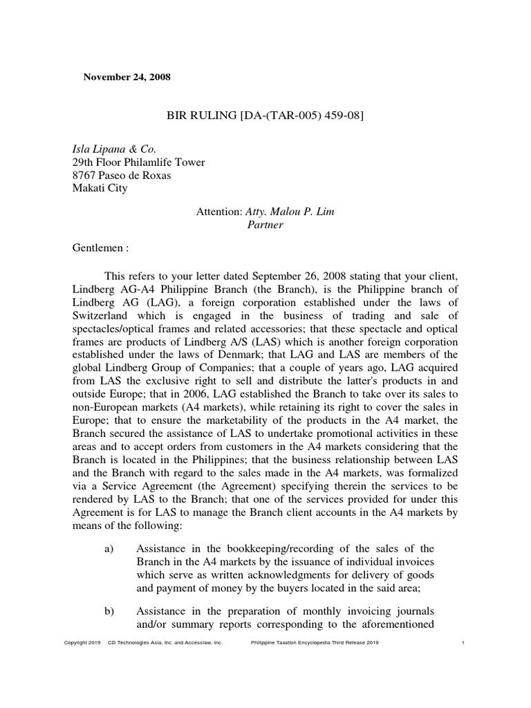 Bir Ruling Da - (Tar-005) 459-08 | PDF | Receipt | Invoice