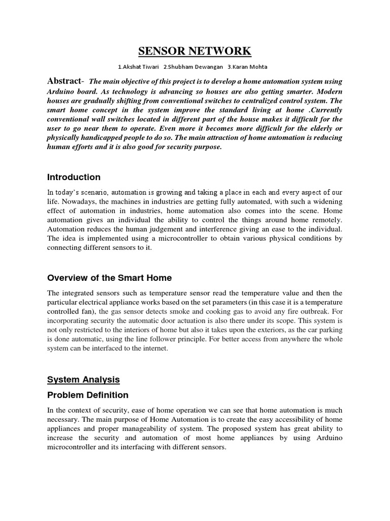 Sensor Network Draft | PDF | Automation | Arduino