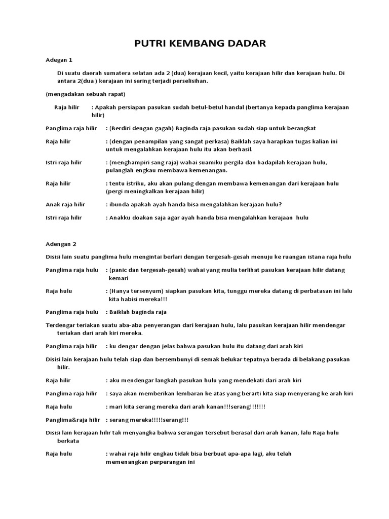 Drama Legenda Putri Kembang Dadar | PDF