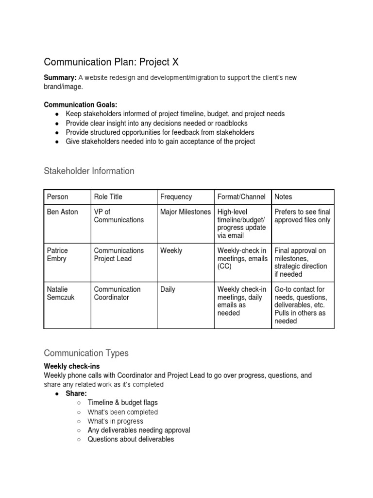 The Digital Project Manager Communication Plan Example | PDF | Business ...
