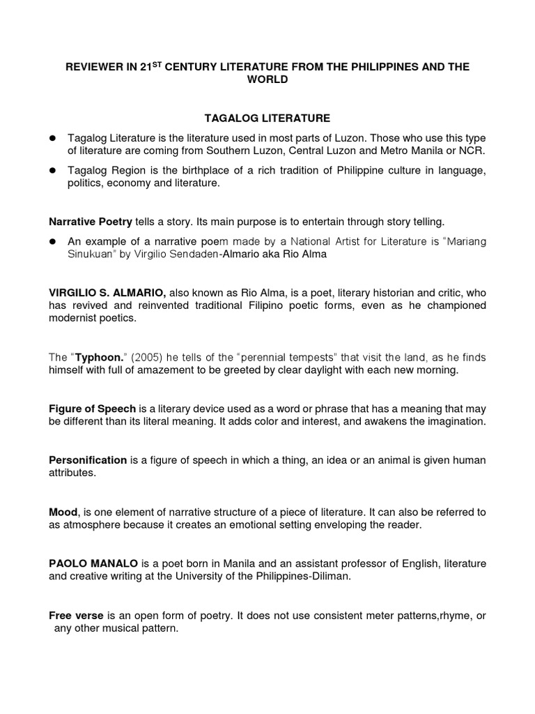 Reviewing Philippine Literature: An Analysis of Major Literary Works ...