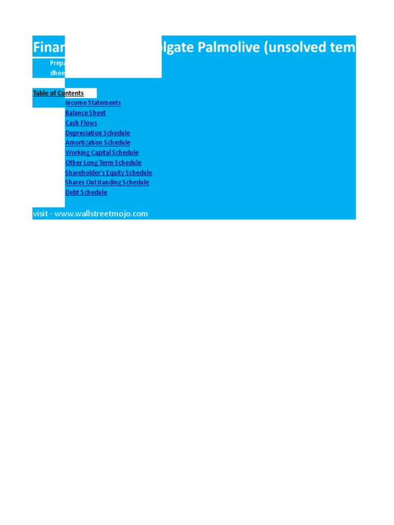 Colgate-Palmolive Financial Model Template | PDF | Capital Expenditure ...