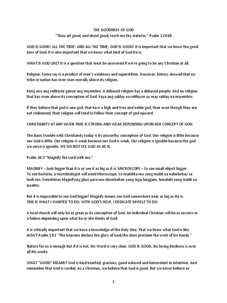 The Goodness of God | PDF | God | Mythology