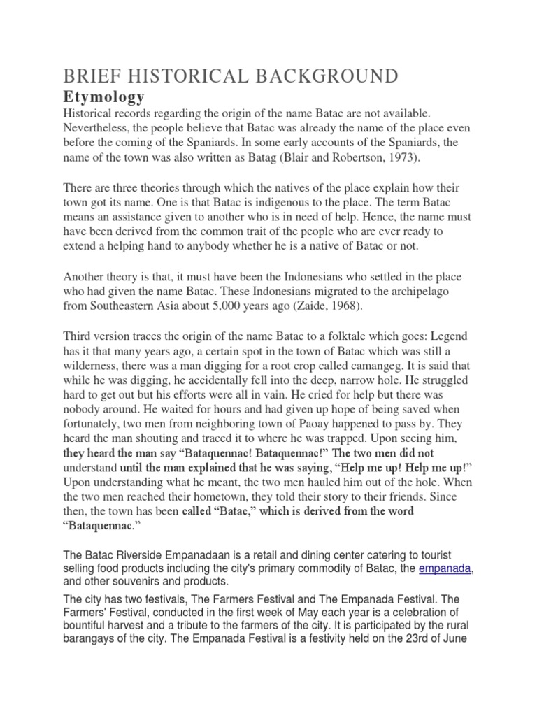 Brief Historical Background | PDF | Cuisine | Foods