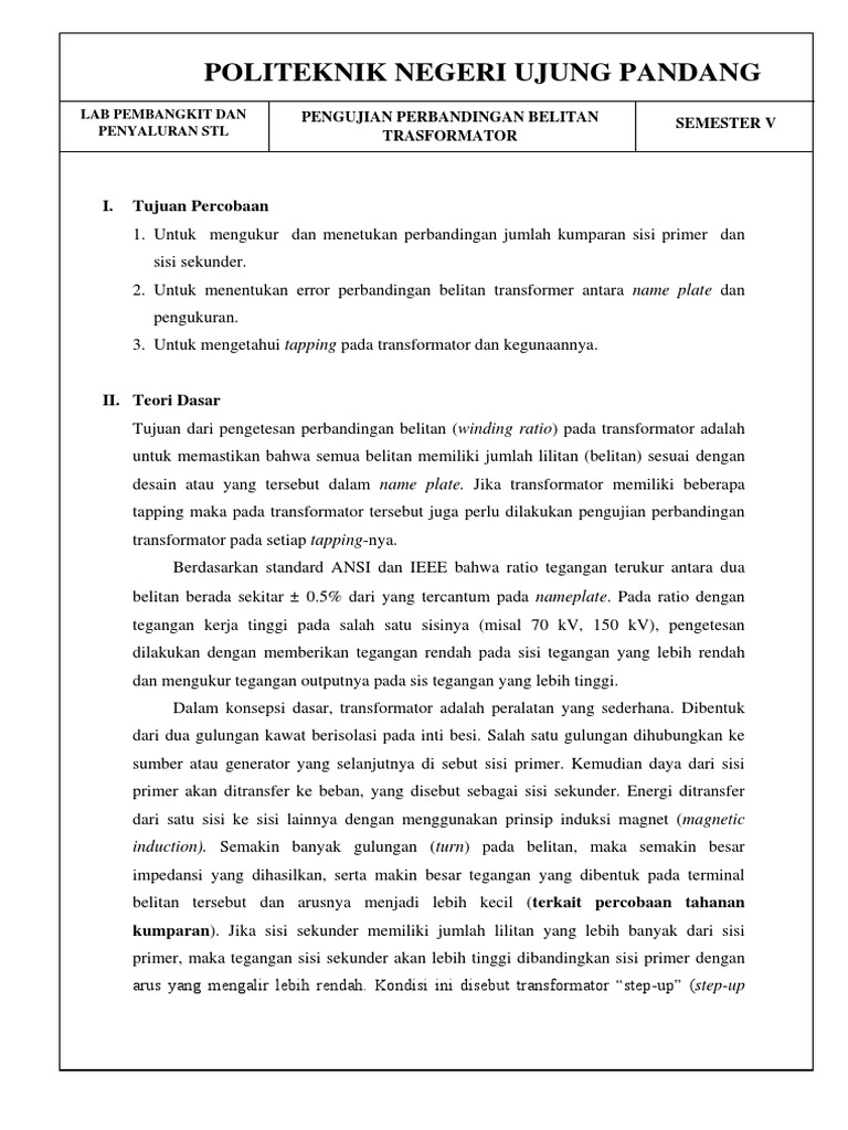 Winding Ratio Trafo Rev2019 | PDF