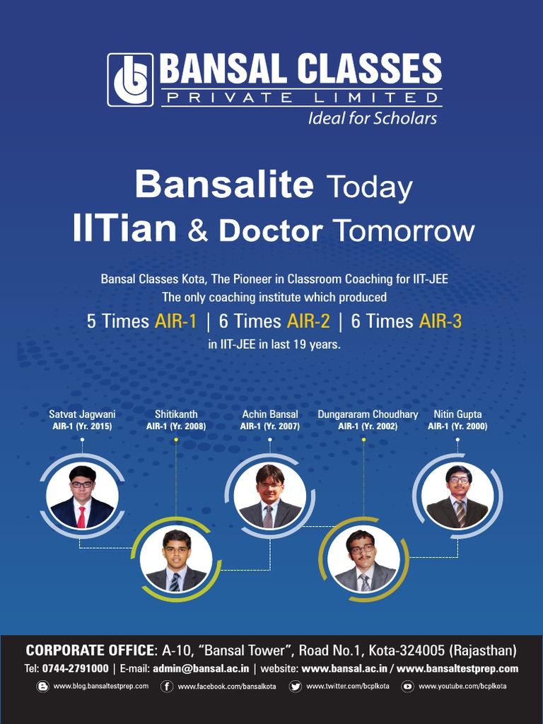 Bansal Classes Kota: An Industry Leader in Classroom Coaching for IIT ...