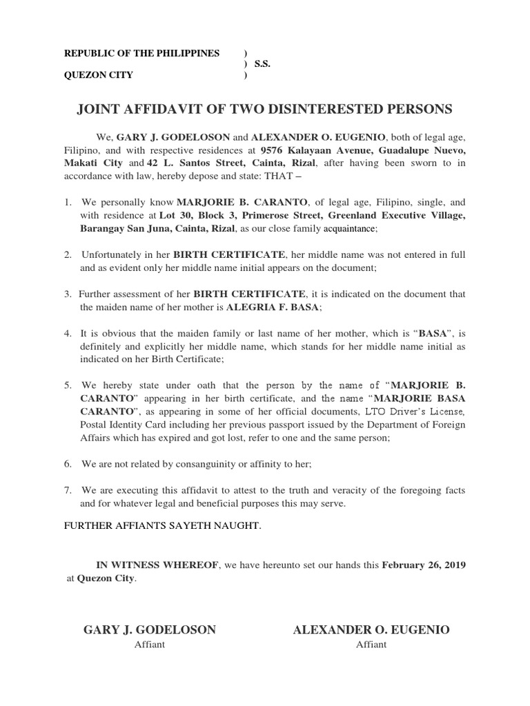 Affidavit of DISINTERESTED | PDF | Affidavit | Evidence