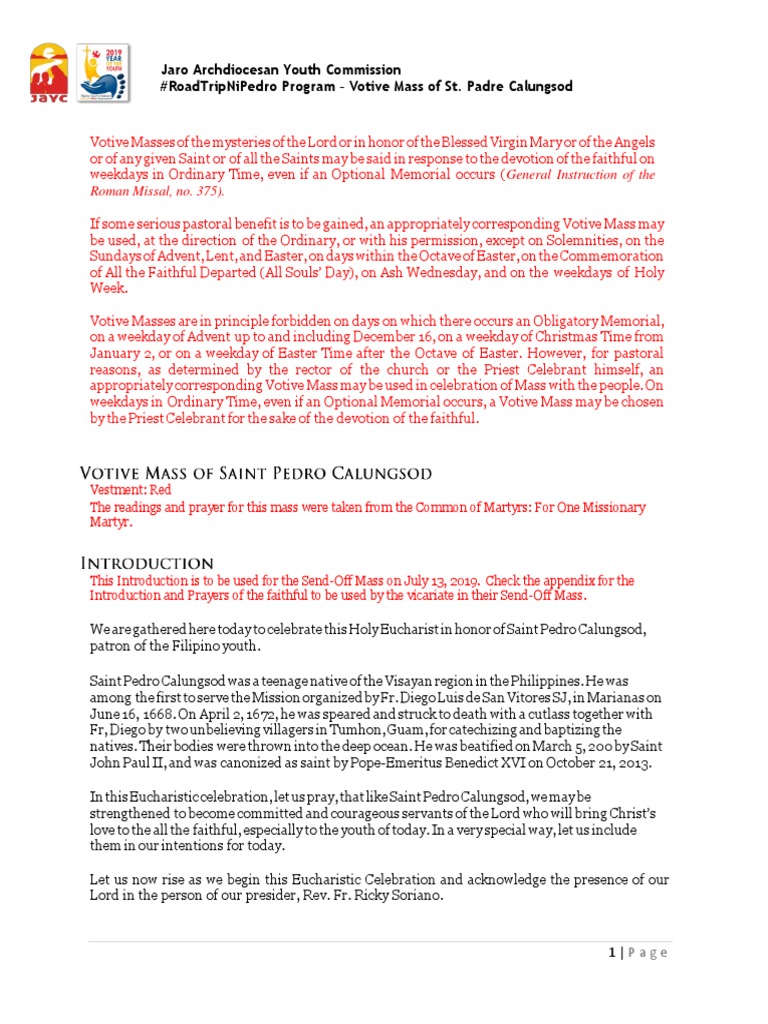 St. Pedro Mass Sending Off | PDF | Eucharist | Christian Worship And ...