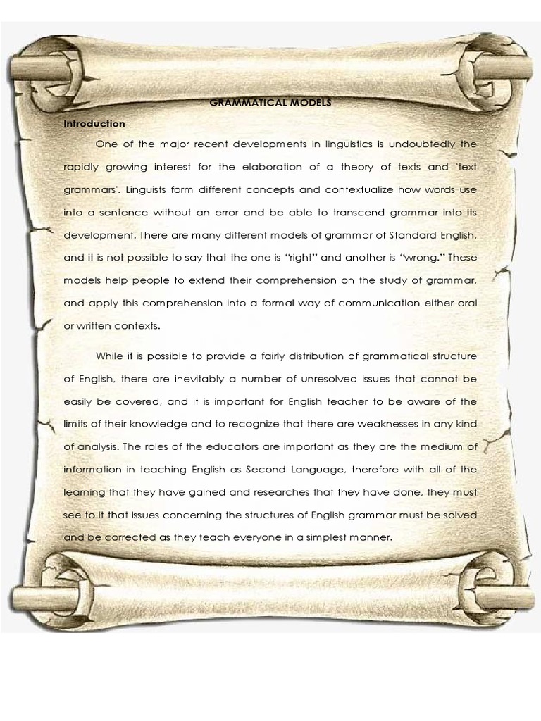Grammatical Models | PDF | Grammar | English Language