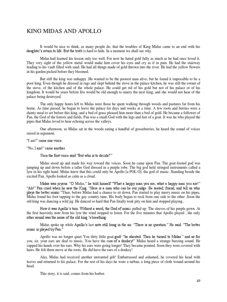 King Midas and Apollo | PDF | Apollo