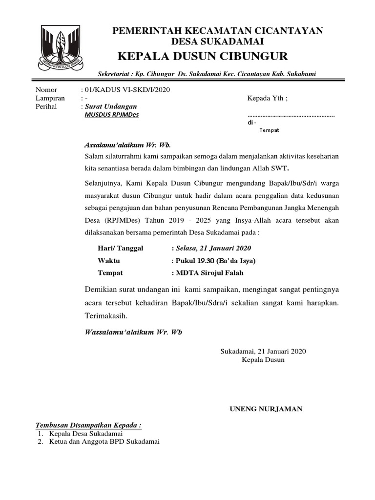 Undangan Musdus 2020 | PDF