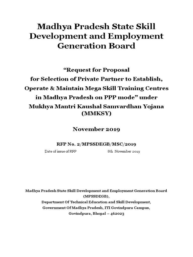 Madhya Pradesh Tender EOI Skill Training Center RFP SkillReporter ...