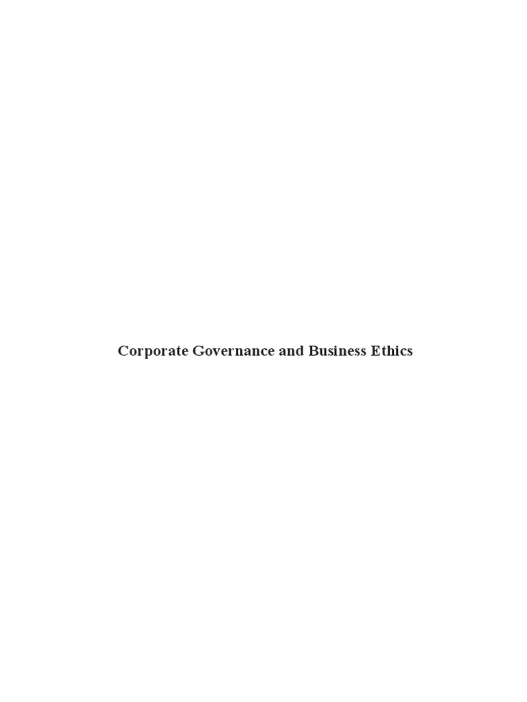 Corporate Governance & Business Ethics PDF | PDF | Corporate Governance ...