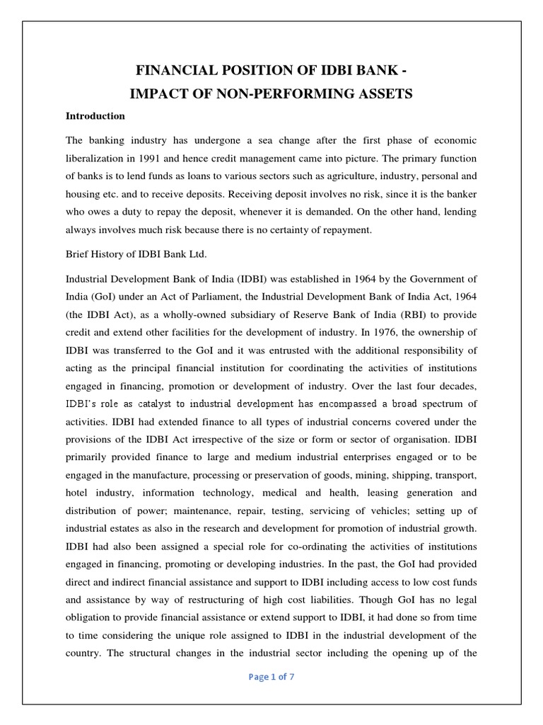 NPA History of IDBI Bank Main | PDF | Banks | Expense