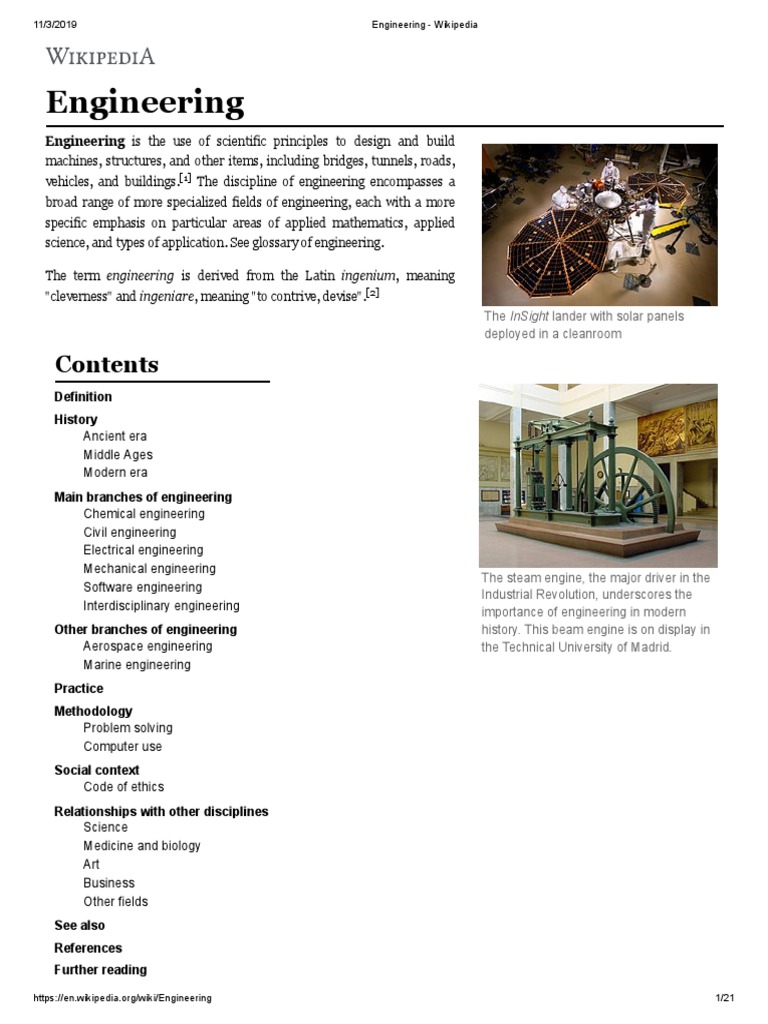 Engineering - Wikipedia PDF | PDF | Machines | Engineering
