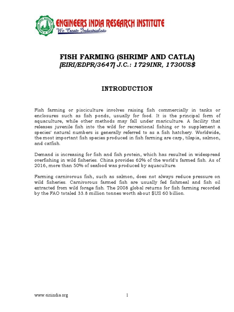 Project Report On Fish Farming (Shrimp and Catla) | PDF | Shrimp ...