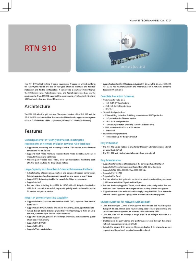 RTN 910+950+980 | PDF | Multiprotocol Label Switching | Networking