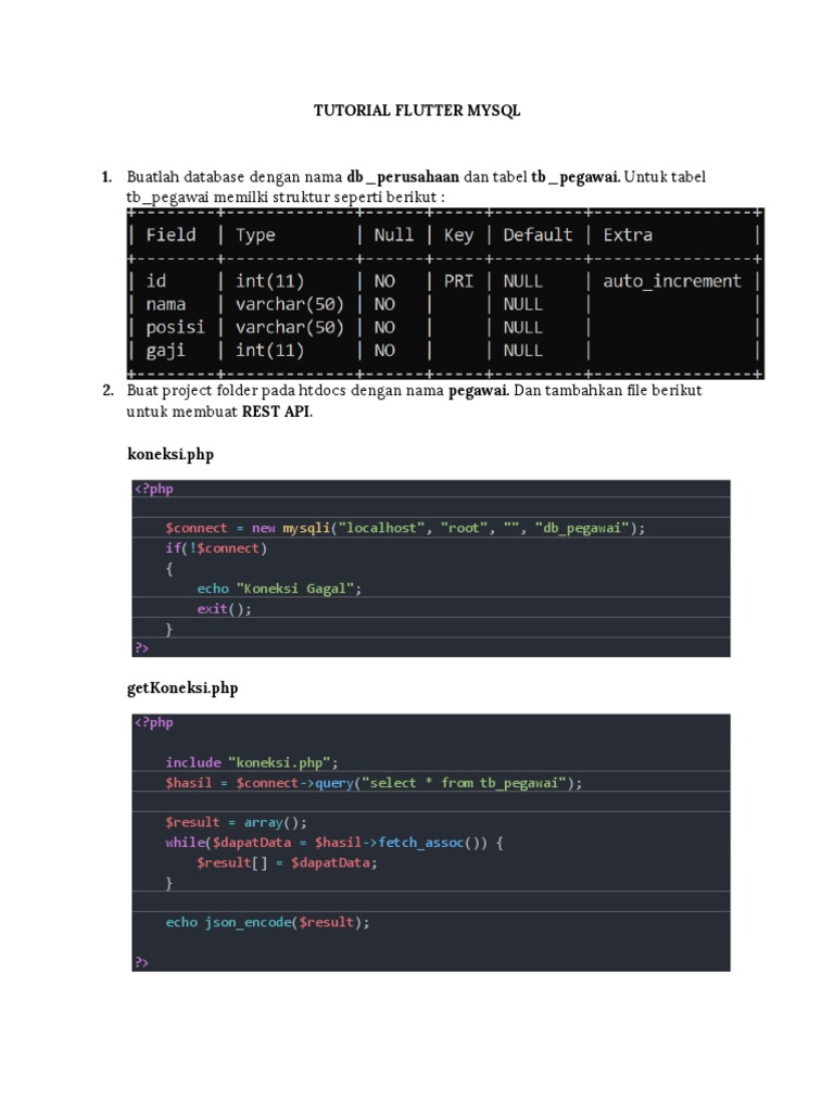 TUTORIAL FLUTTER MYSQL - No | PDF | Komputer