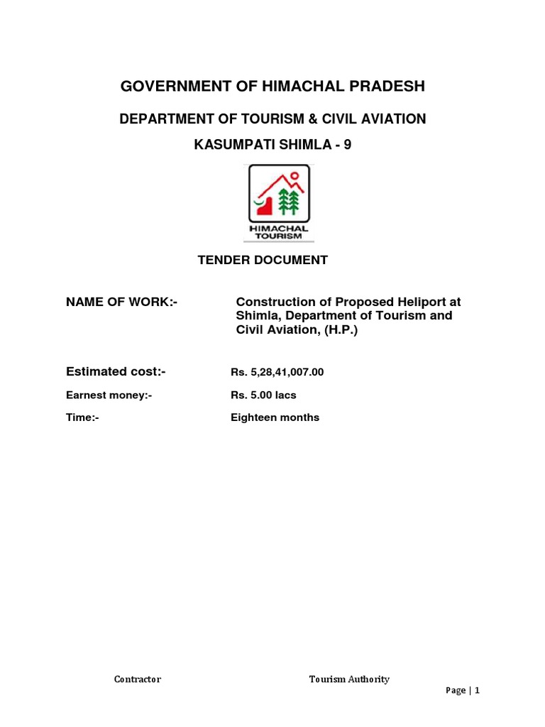 Tender Document Heliport Shimla | PDF | Joint Venture | Revenue