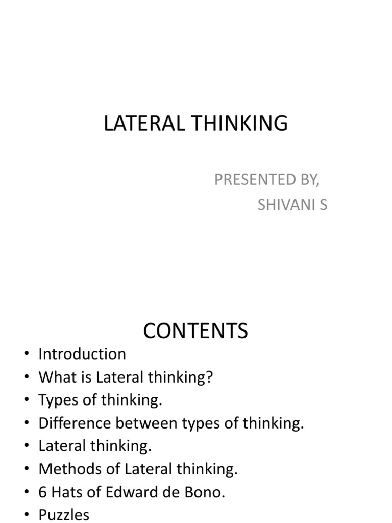 Understanding Lateral Thinking Techniques | PDF | Psychological ...