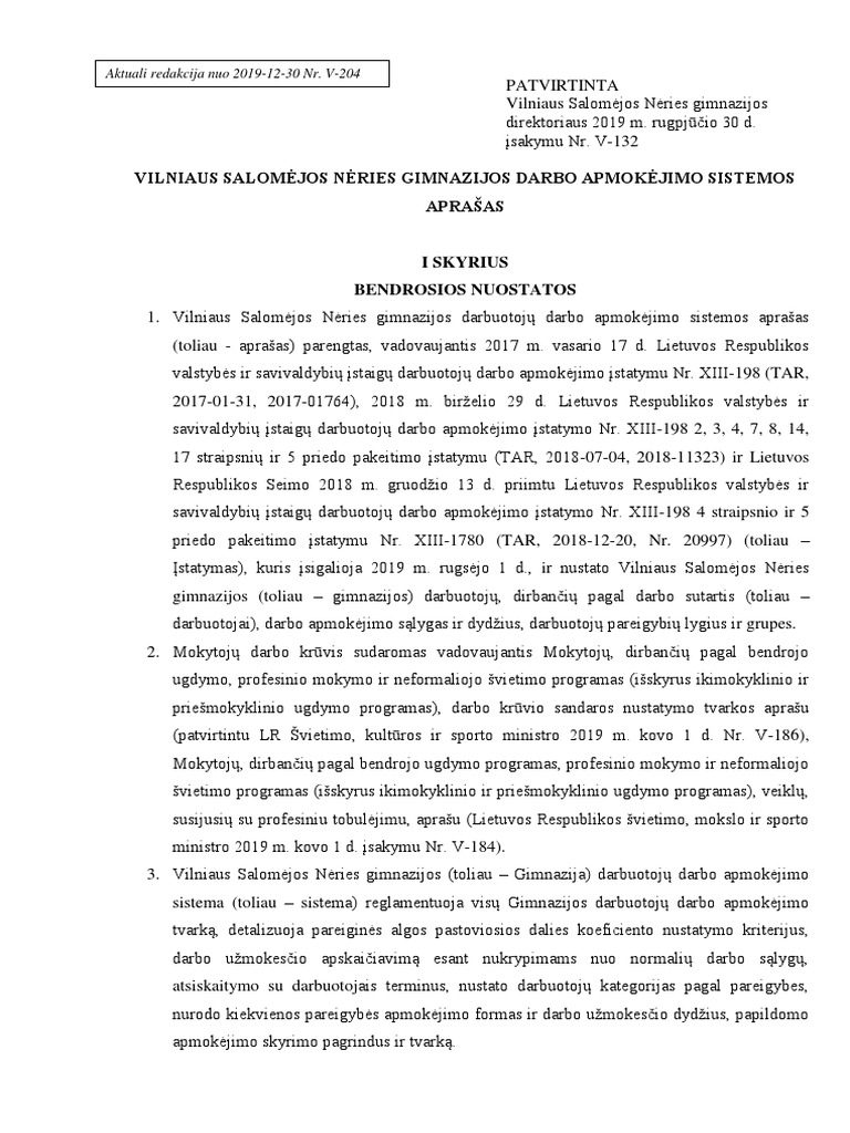 VSNG Darbo Apmokejimo Aprasas | PDF