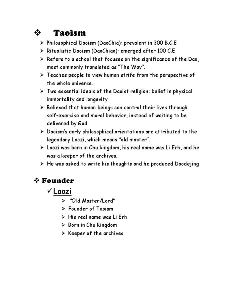 Taoism: Philosophy, Founder, Texts | PDF | Tao | Laozi