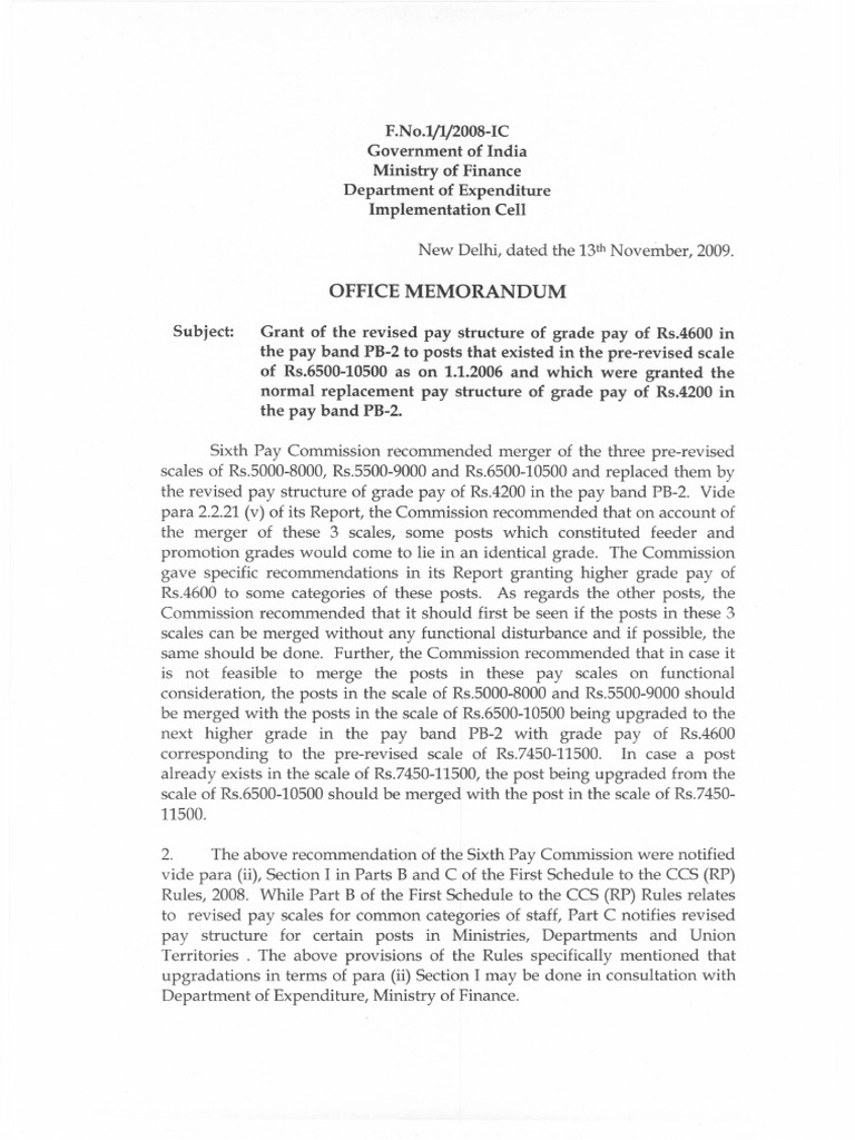 4600 - Grade Pay | PDF