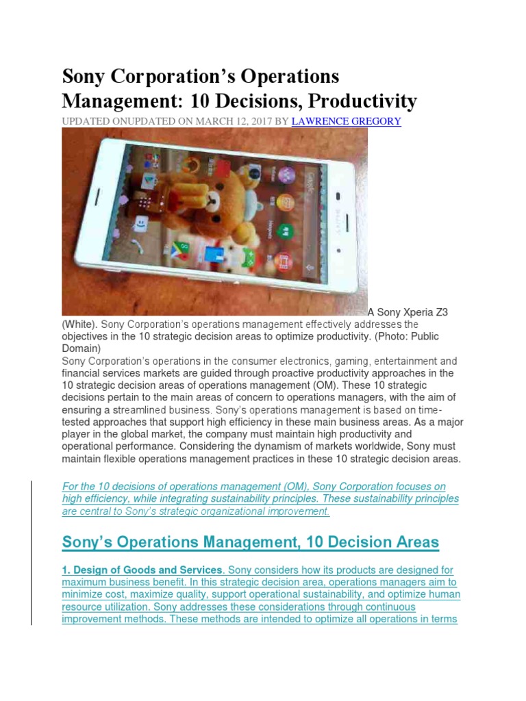 Sony Corporation | PDF | Corporate Social Responsibility | Pricing