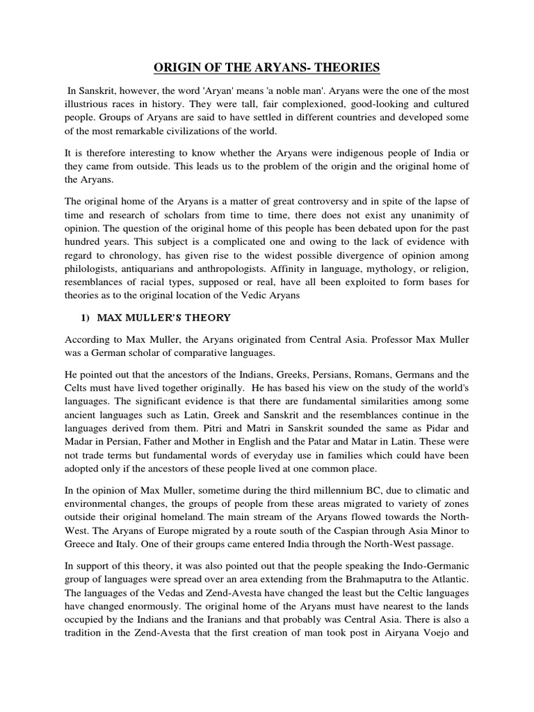 Origin of The Aryans | PDF | Sanskrit | Religion And Belief