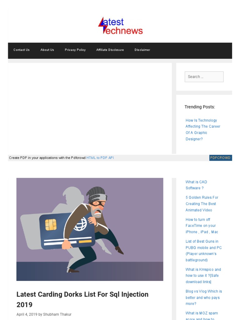 Latest Carding Dorks List For SQL Injection 2019 | PDF | Web Search ...