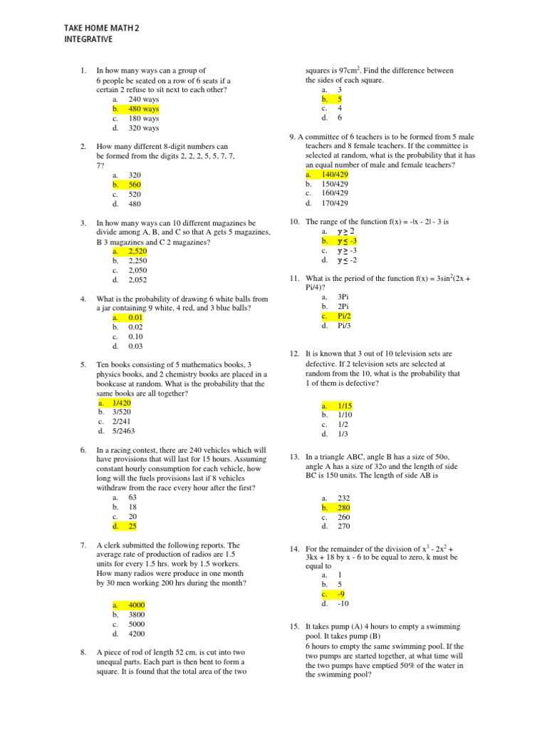 Take-Home-Math-2-Ques With Answers | PDF | Ellipse | Space