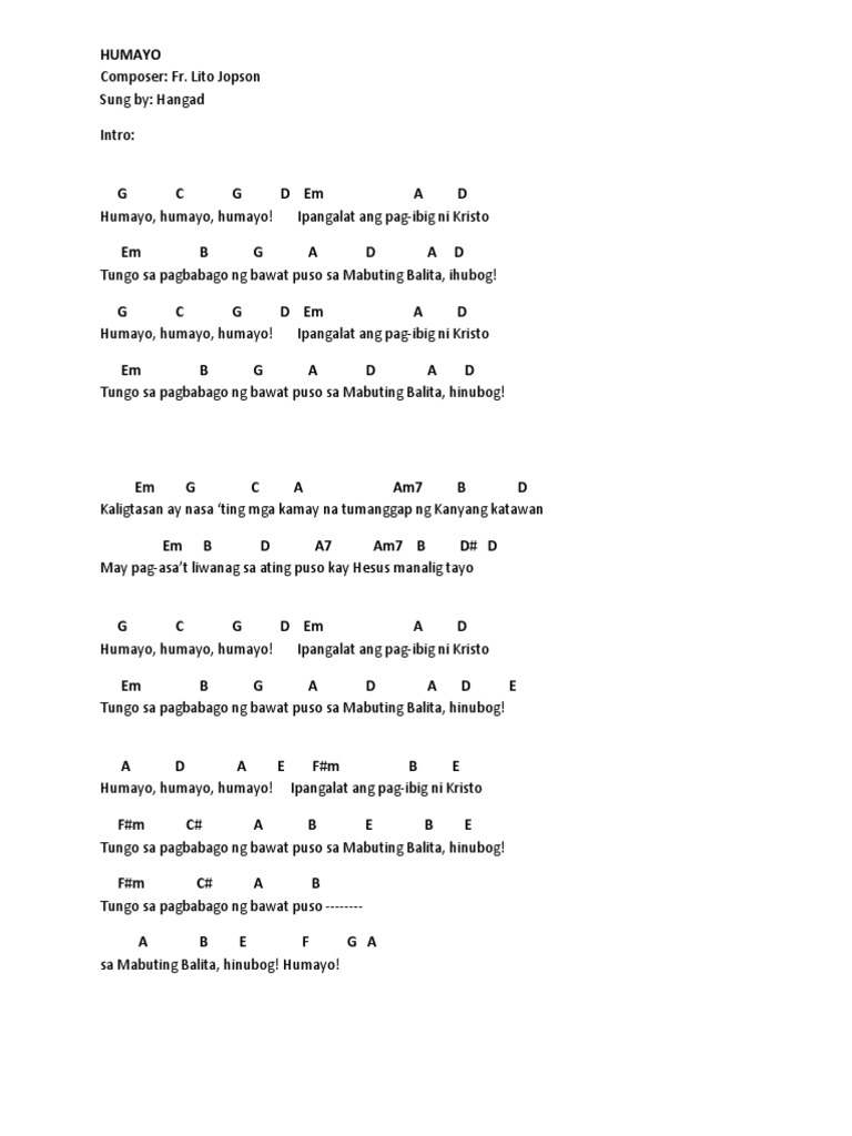 Humayo Chords | PDF