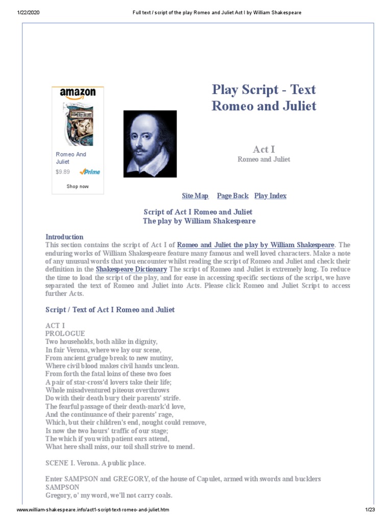 The Tragic Tale of Star-Crossed Lovers: An Analysis of the Script of ...