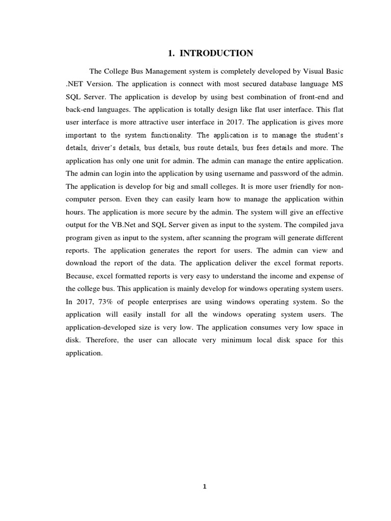 College Bus Management System | PDF | Visual Basic .Net | Microsoft Sql ...