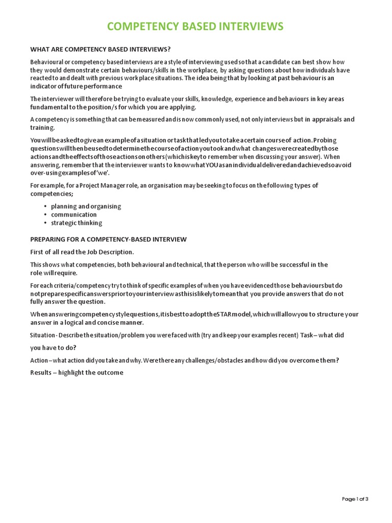 Competency Based Interview Guide For Candidates | Download Free PDF ...