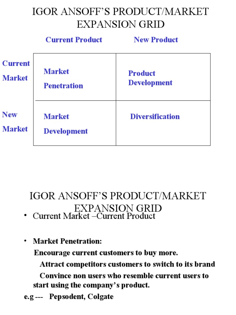 IGOR ANSOFF'S PRODUCT/MARKET EXPANSION GRID | PDF | Business | Economies