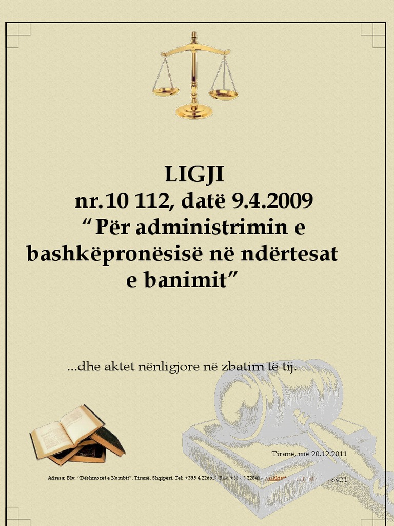 Lidhja e Ligjit NR 10112 Per Administrimin e Bashkepronesise Ne ...