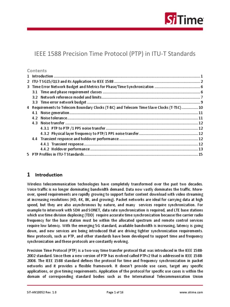 IEEE1588 Precision Time Protocol ITU T Standards | PDF | Computer ...