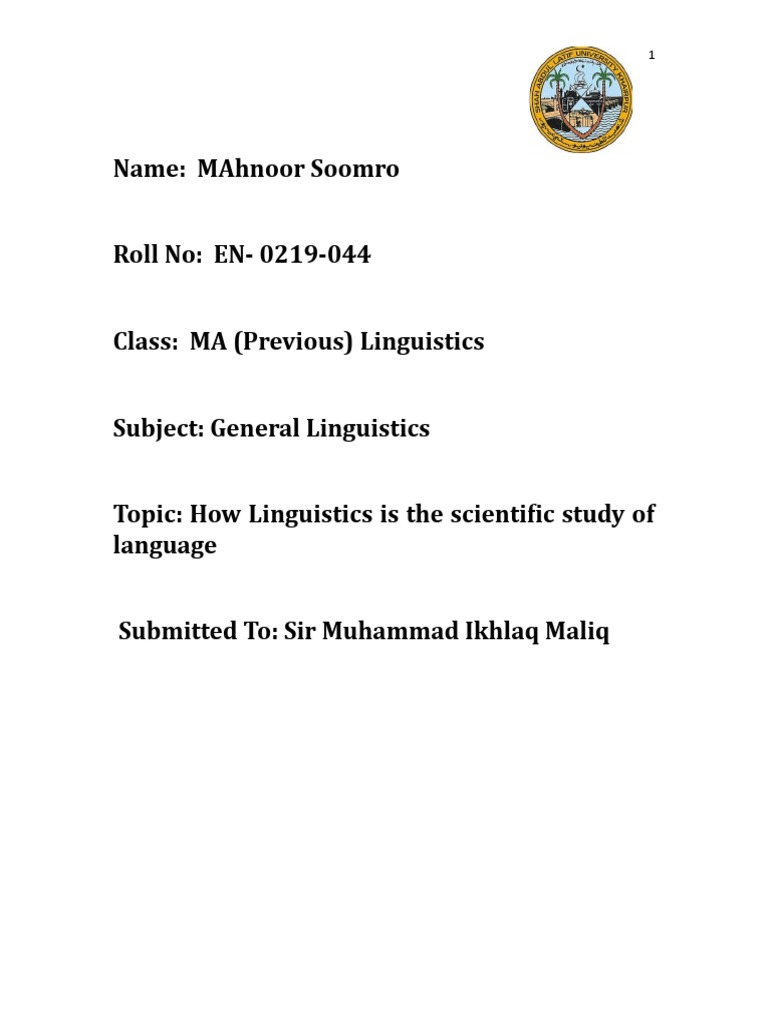 How Linguistics Is The Scientific Study of Language | Download Free PDF ...