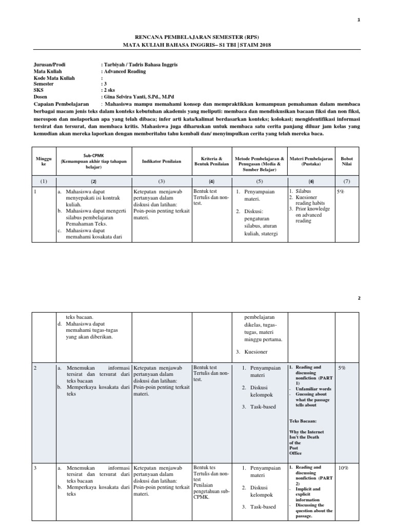 RPS Advanced Reading | PDF
