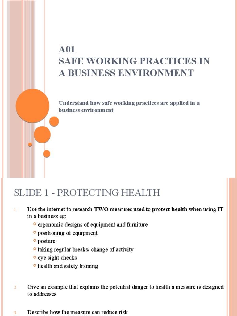 Safe Working Practices ICT | PDF