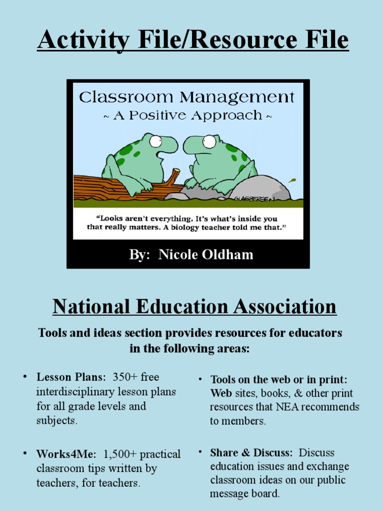 Activity File-Resource File | PDF | Teachers | Lesson Plan