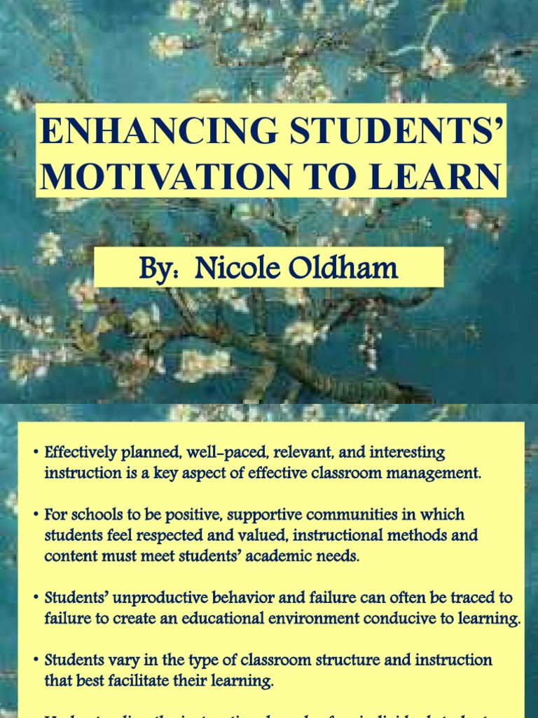 Enhancing Students' Motivation To Learn | PDF | Motivation | Motivational