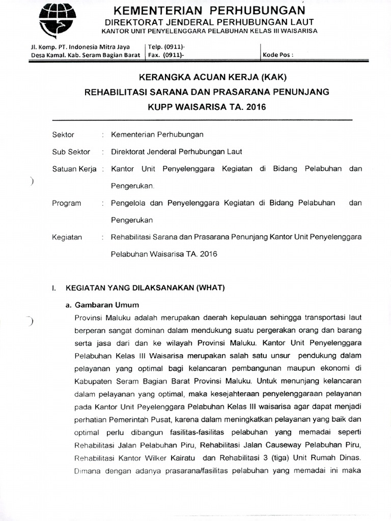 KAK Rehab Rumah Dinas | PDF