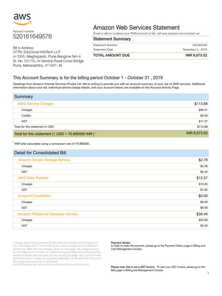 Sample Invoice | Download Free PDF | Amazon Web Services | Invoice